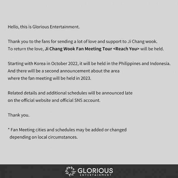 Ji Chang Wook Akan Melakukan Tur Fan Meeting 2022 | Viu